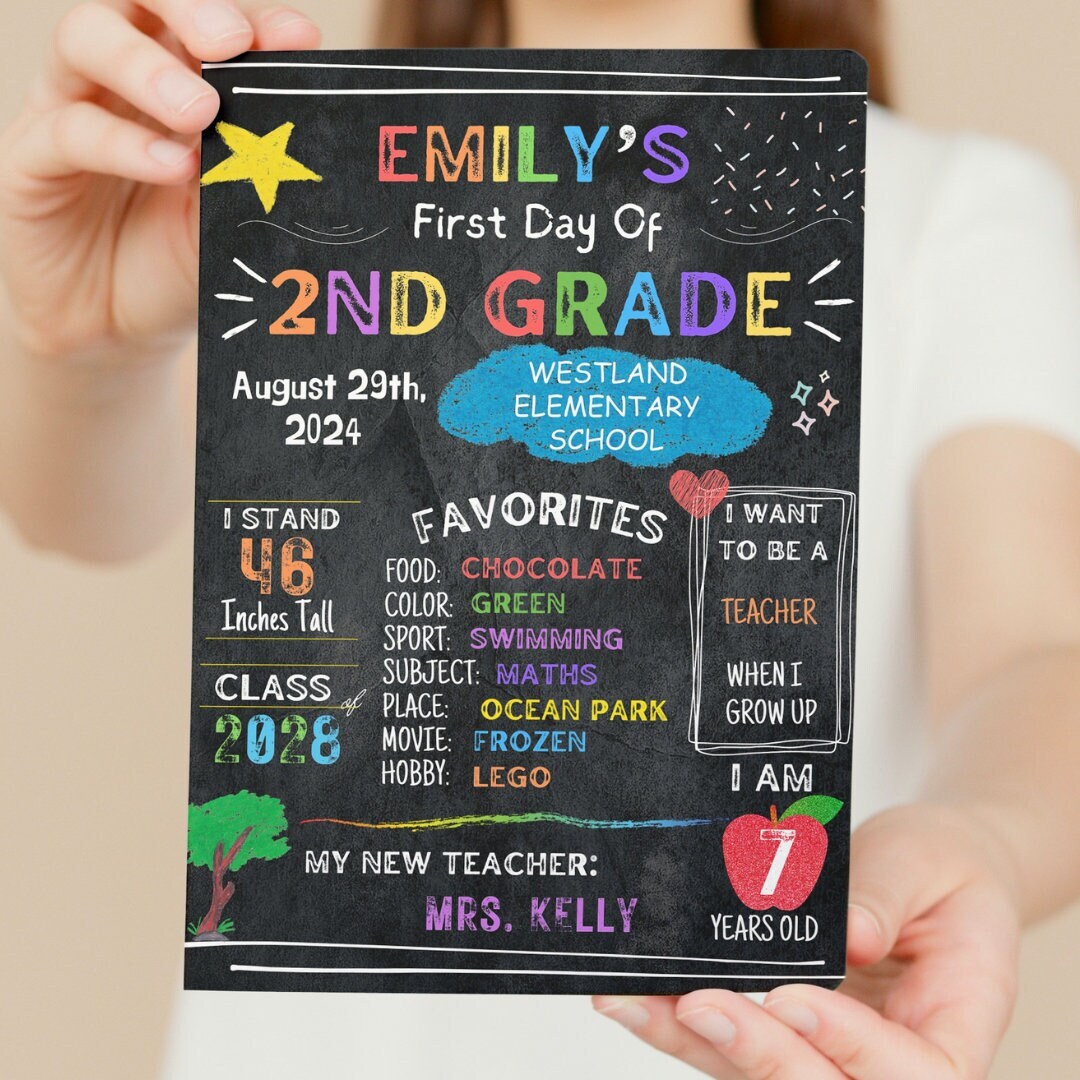First Day of School Sign Canva Template | Chalkboard Back to School ...