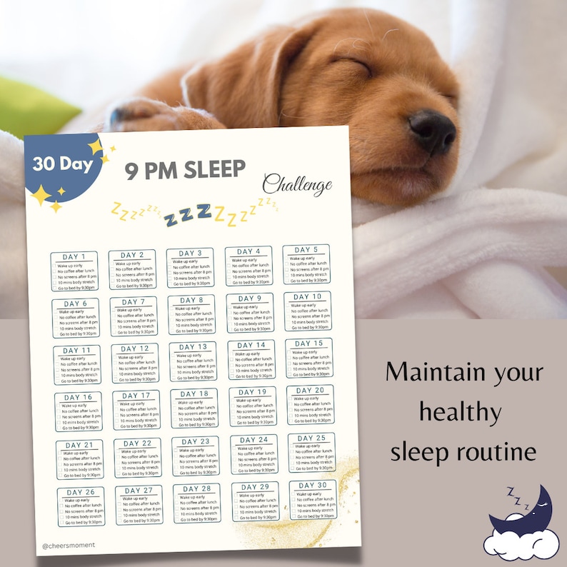 9 PM Sleep Challenge | Early Sleep Tracker | Bedtime Routine Planner ...