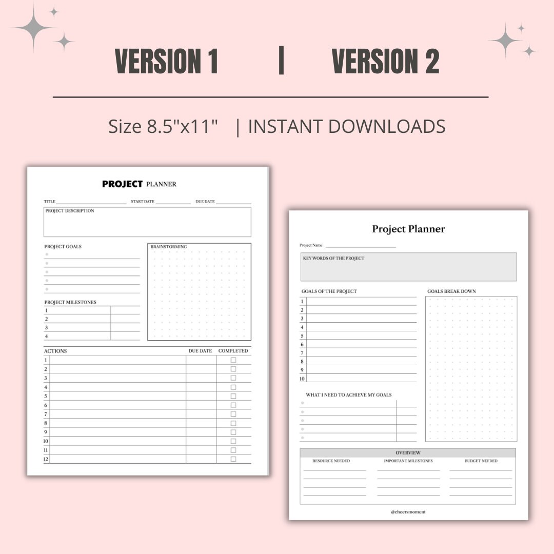 Project Planner Printable Productivity Planner Personal Project ...
