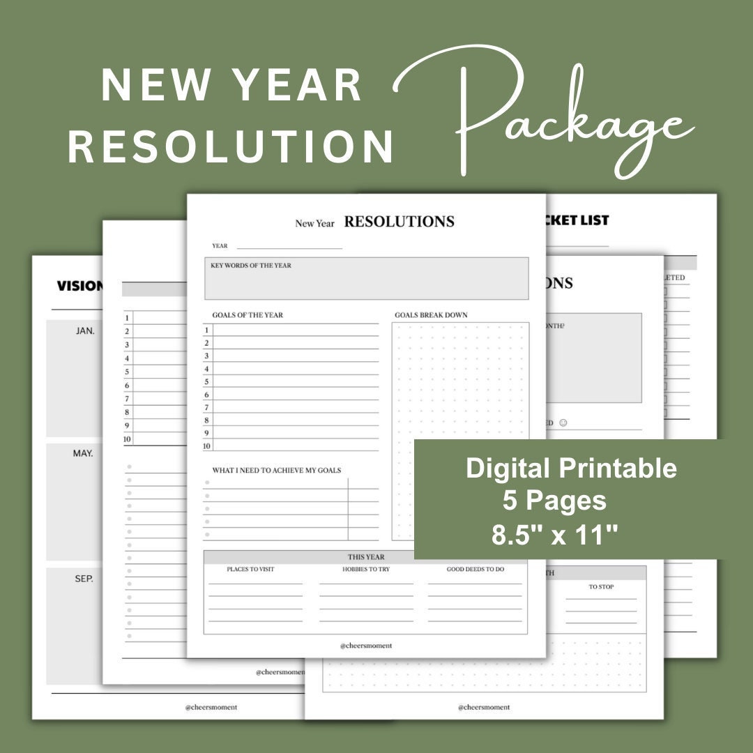 New Year Resolution Planner Goal Setting Productivity Planner Bucket ...