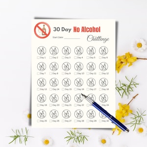 30 Day No Alcohol Challenge Tracker: Sobriety Goal Planner (PDF ...