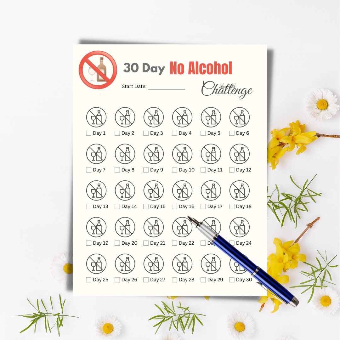 30 Day No Alcohol Challenge Printable Alcohol Quitting - Etsy Canada