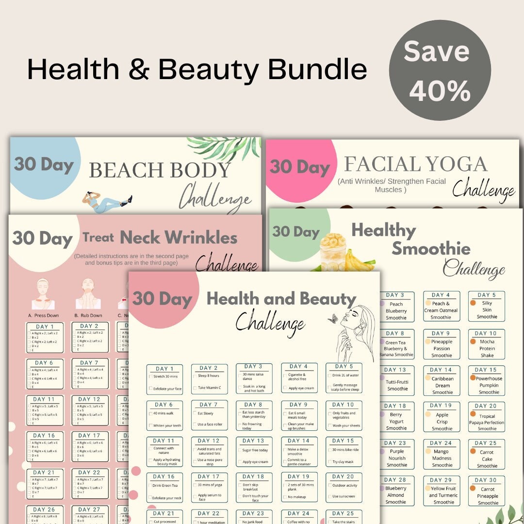 30 Day Health and Beauty Bundle | Self Care Challenge | Digital Self ...