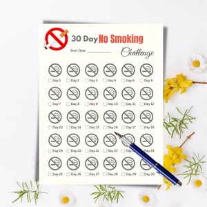 30 Day No Smoking Challenge Printable Quit Smoking Journey Nicotine ...