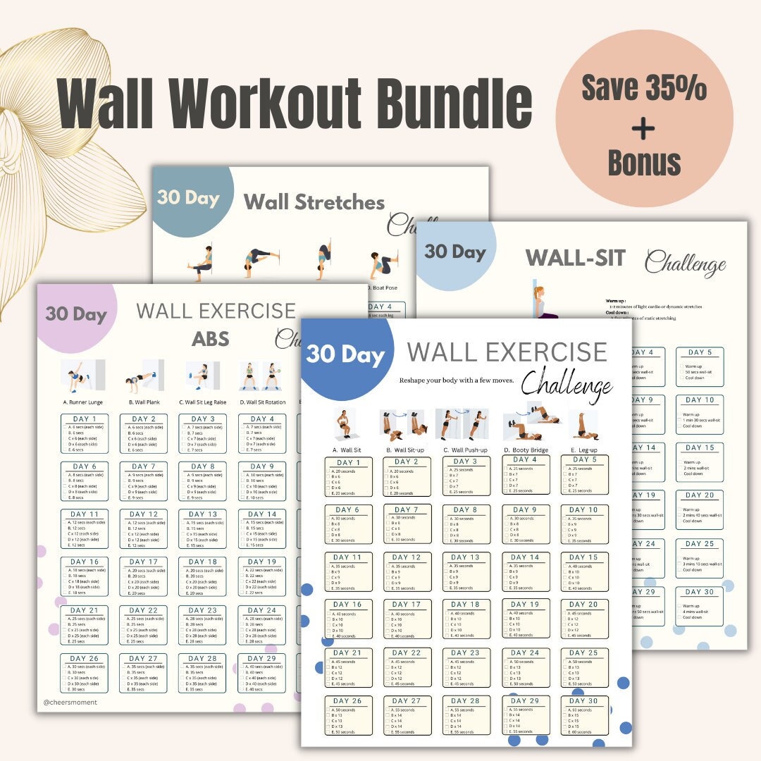 30 Day Wall Exercise Challenge Bundle Digital Fitness Challenge ...