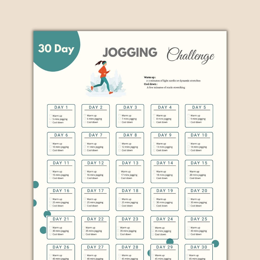 Ultimate 30 Day Jogging Challenge | Running Fitness | Printable Running ...