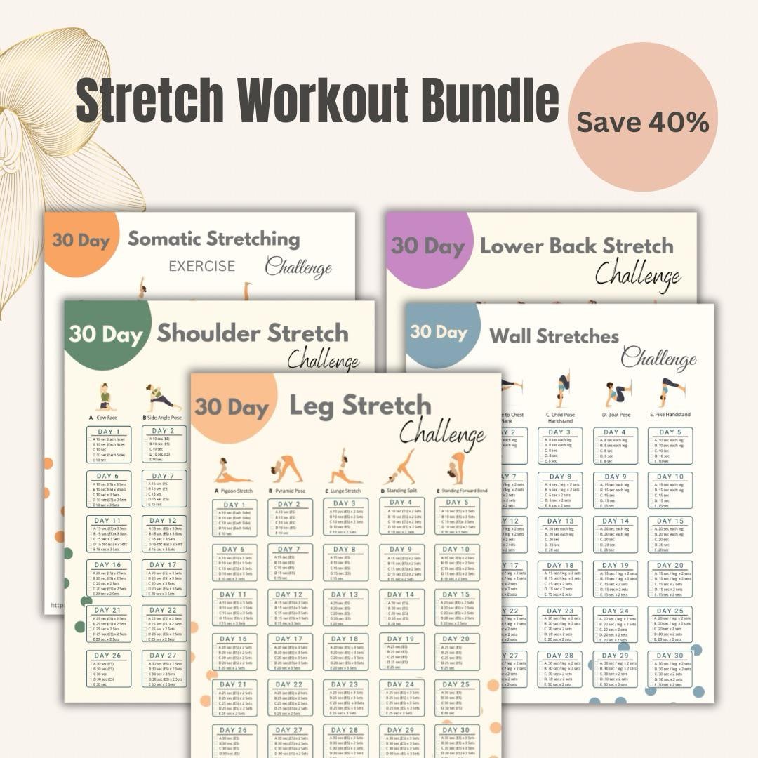 30 Day Stretch Workout Bundle | Digital Stretching Fitness Challenge ...