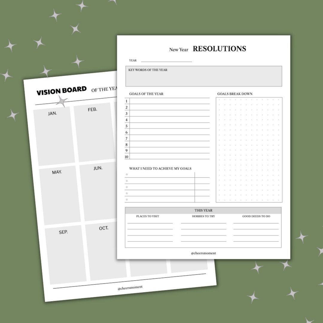 New Year Resolution Planner Goal Setting Productivity Planner Bucket ...