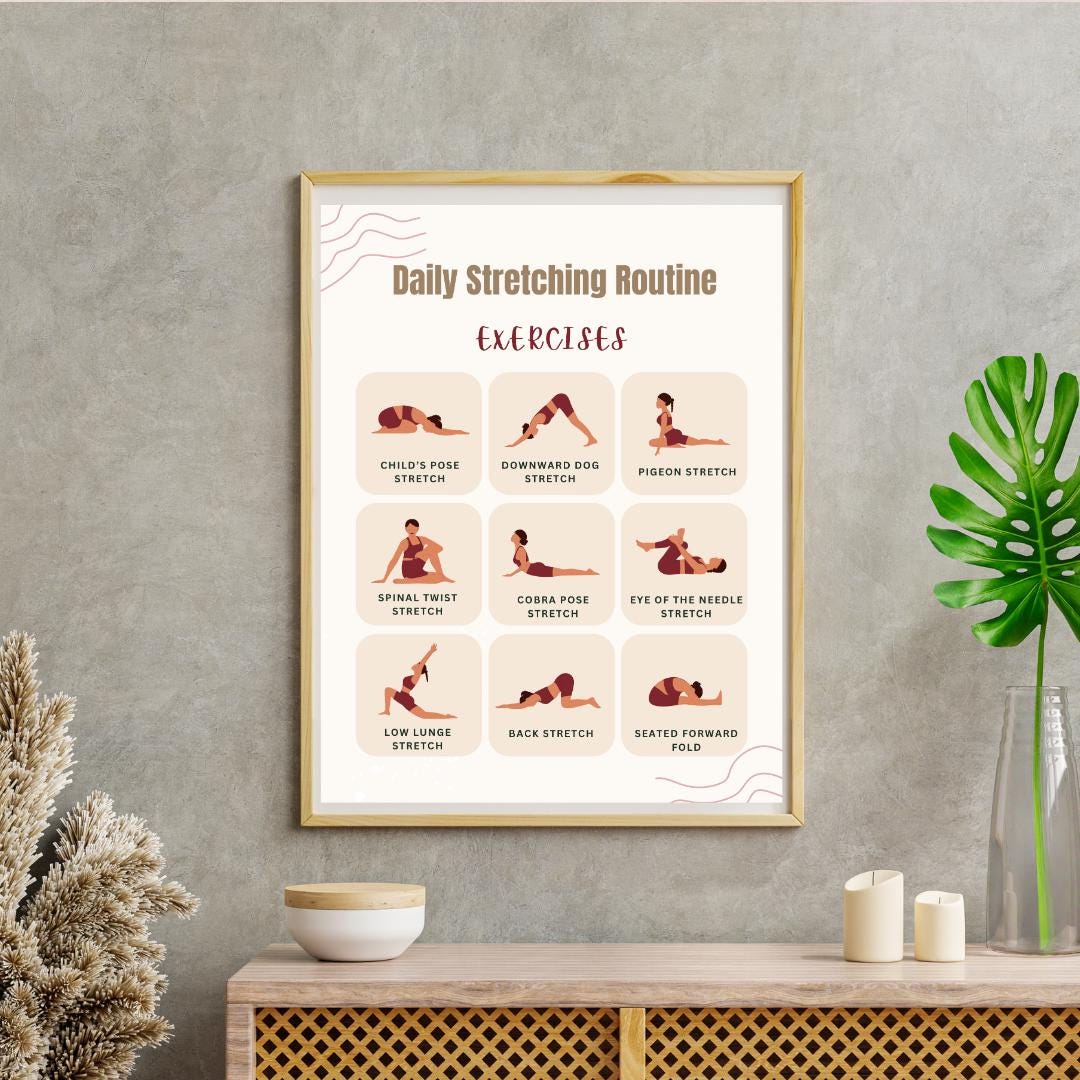 Daily Stretch Routine Poster Printable | Digital Yoga Poster |yoga ...