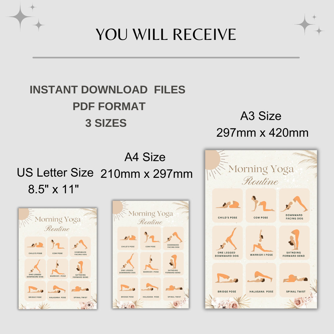 Morning Yoga Routine Poster Printable | Digital Yoga Poster | Morning ...