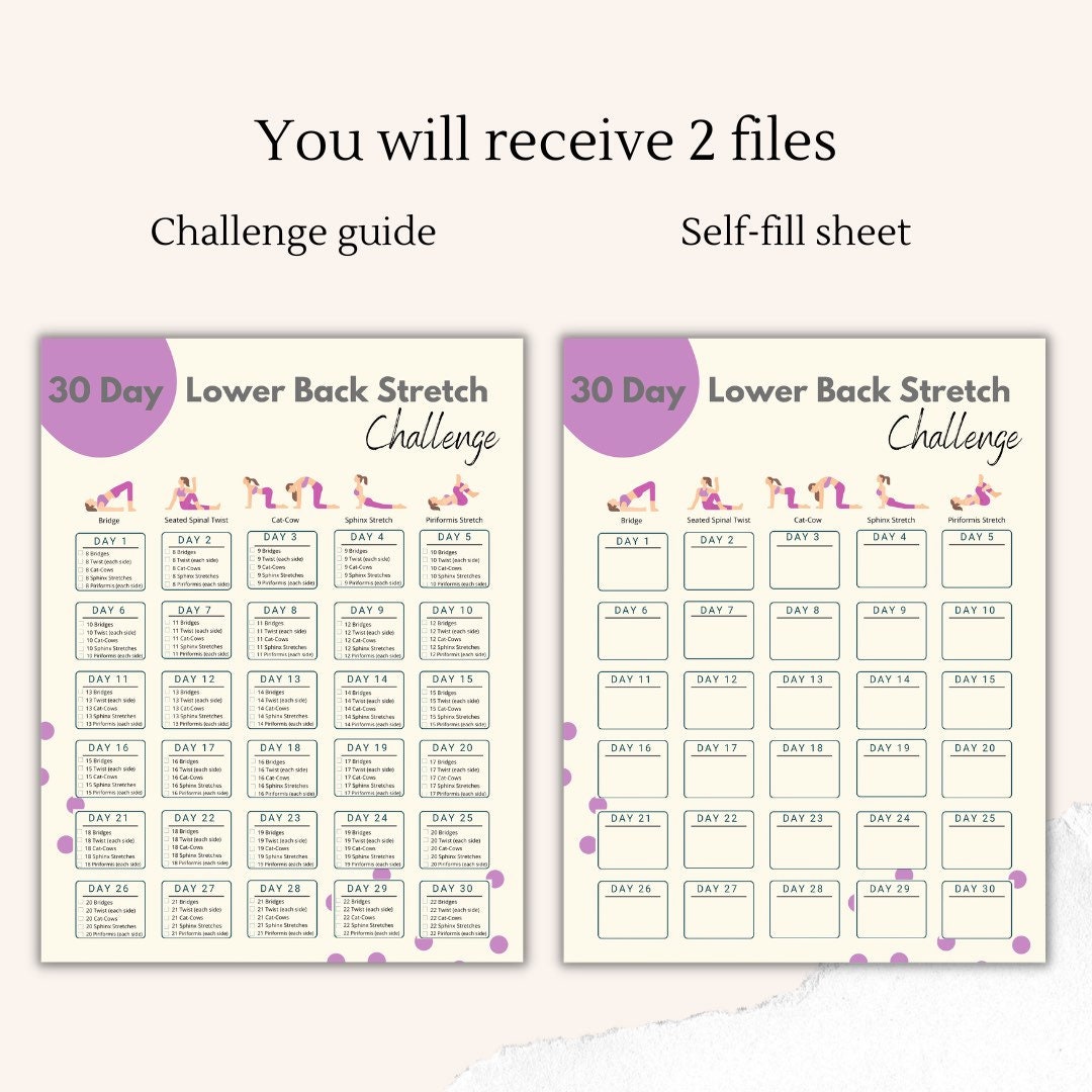 30 Day Lower Back Stretch Challenge | Digital Workout Guide | Workout Planner | Body Building ...