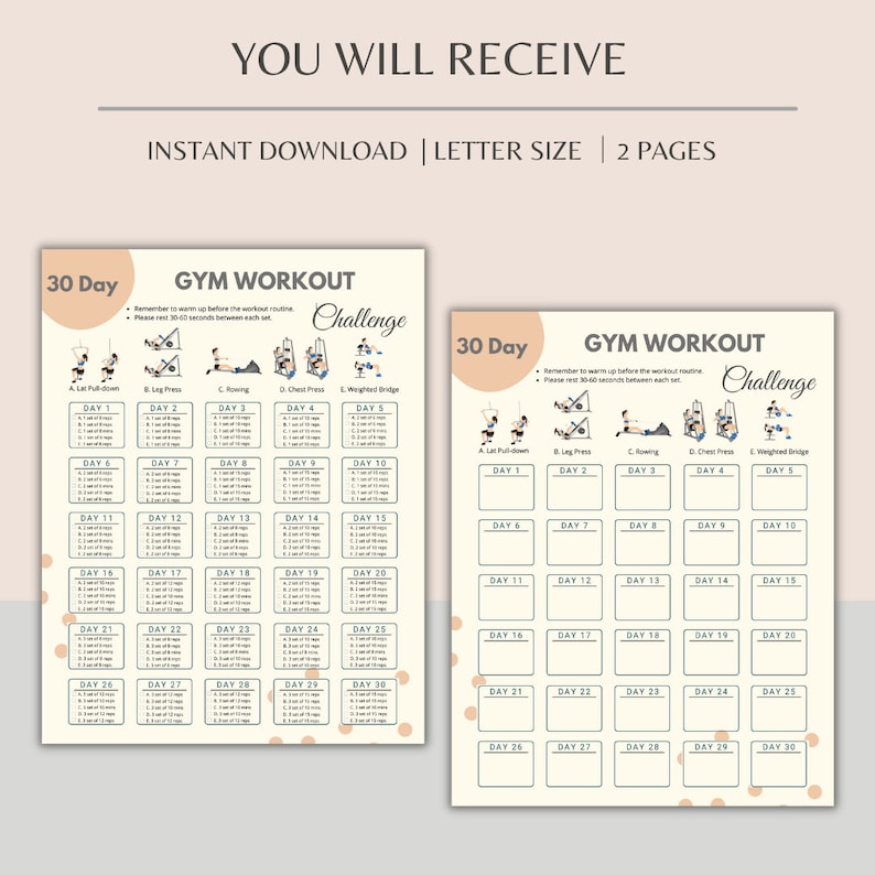 30 Day Gym Workout Challenge | Digital Gym Routine | Gym Machine ...