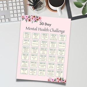 30 Day Mental Health Challenge Guide | Self Care Worksheet | Digital ...