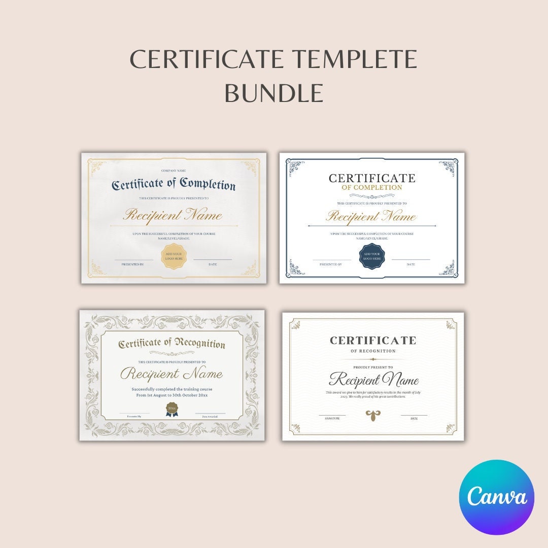 Certificate Templates | Canva Template | Course Certificate Printable ...