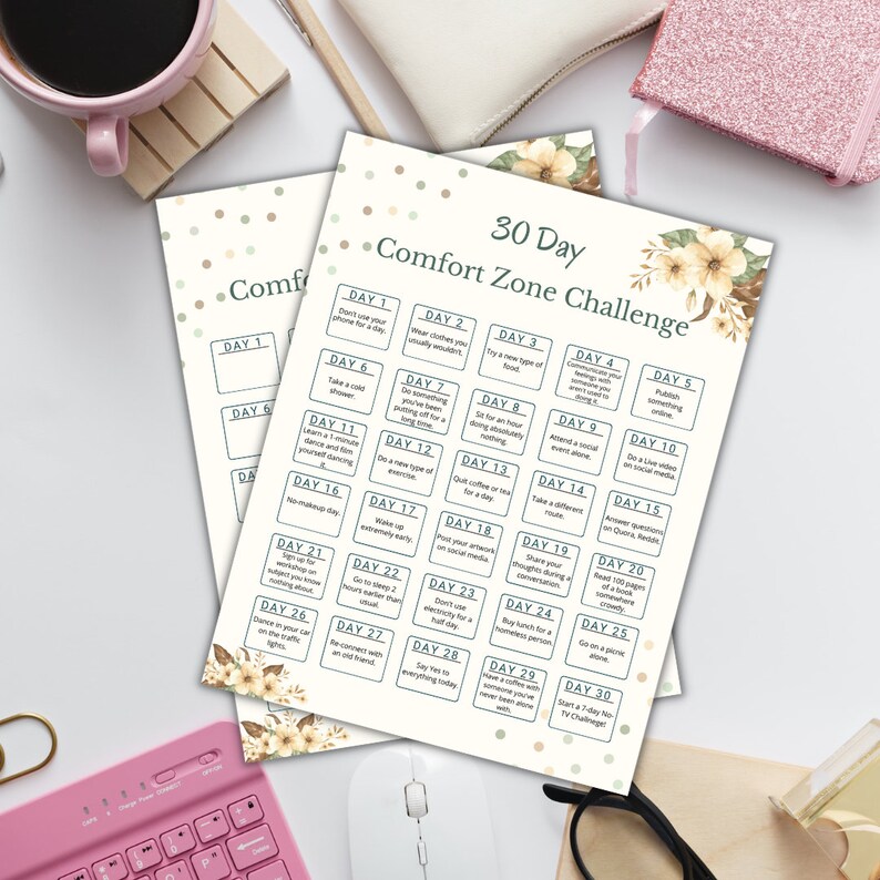 30 Day Comfort Zone Challenge Printable | - Etsy