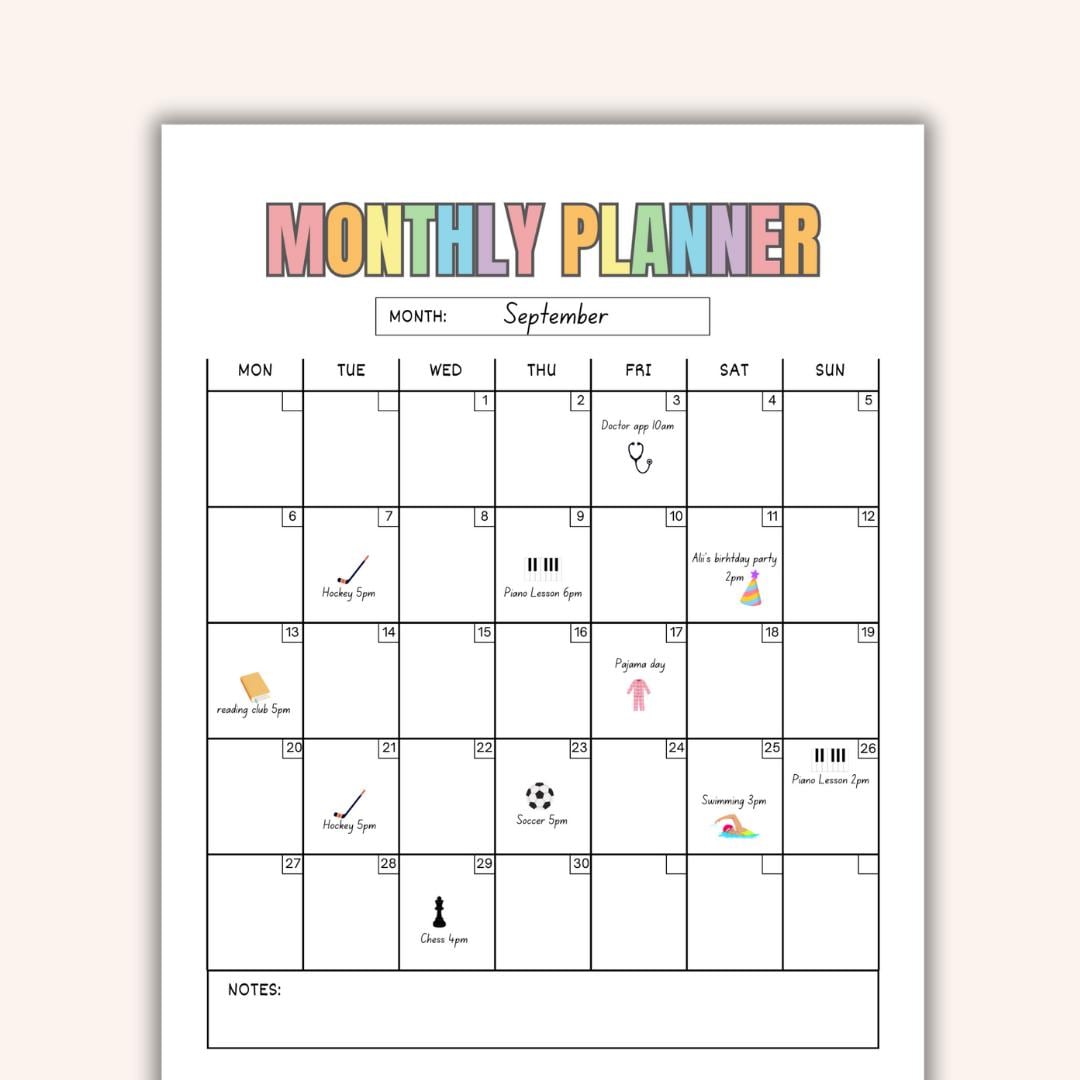 Kids Monthly Planner Printable | Editable Kids Chores Chart | Kids ...