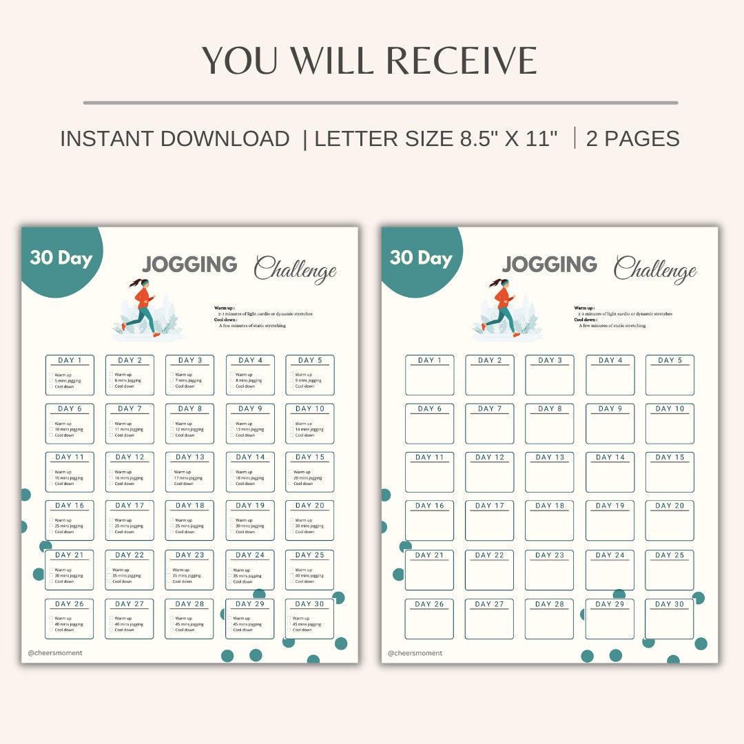 Ultimate 30 Day Jogging Challenge | Running Fitness | Printable Running ...