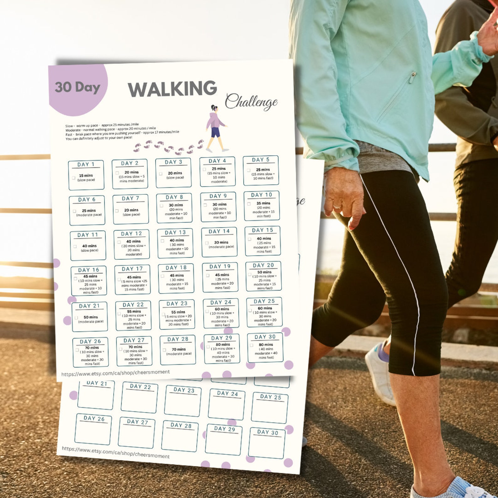 30 Day Walking Challenge Printable | Digital Walking Planner | Monthly ...