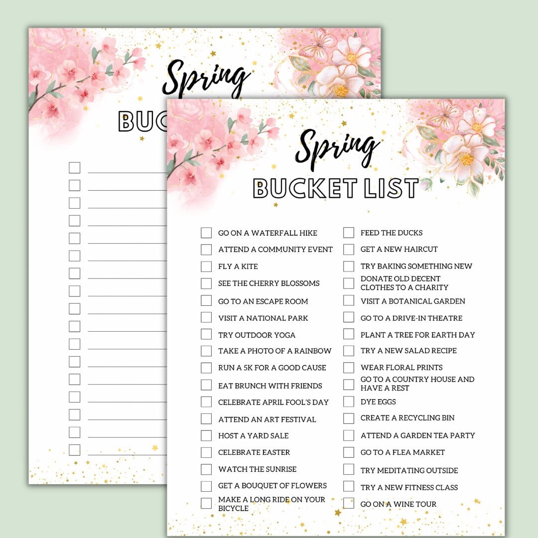 Spring Bucket List Printable | Digital Spring Fun Activities | Spring ...