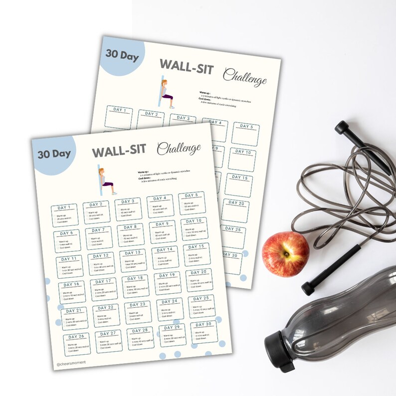 30 Day Wall-sit Challenge Printable | Wall Fitness | Quick Workout ...