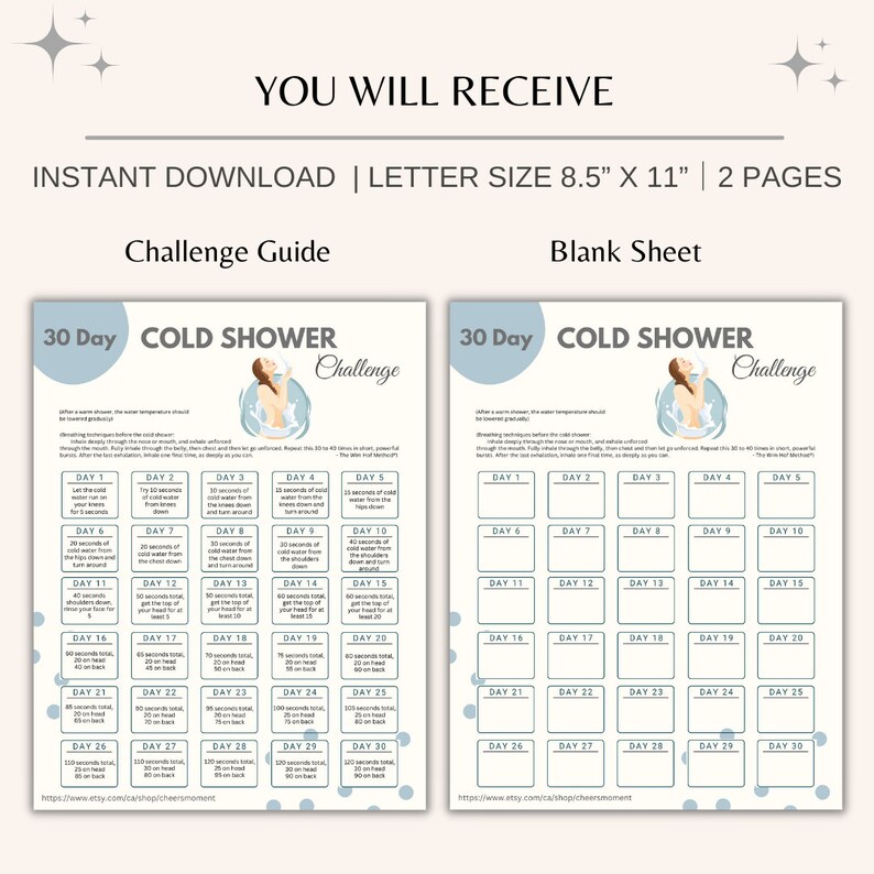 30 Day Cold Shower Challenge | Cold Shower Routine | Self Challenge - Etsy
