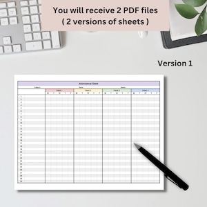 Attendance Sheet | Digital Attendance Tracker | Attendance Record List ...