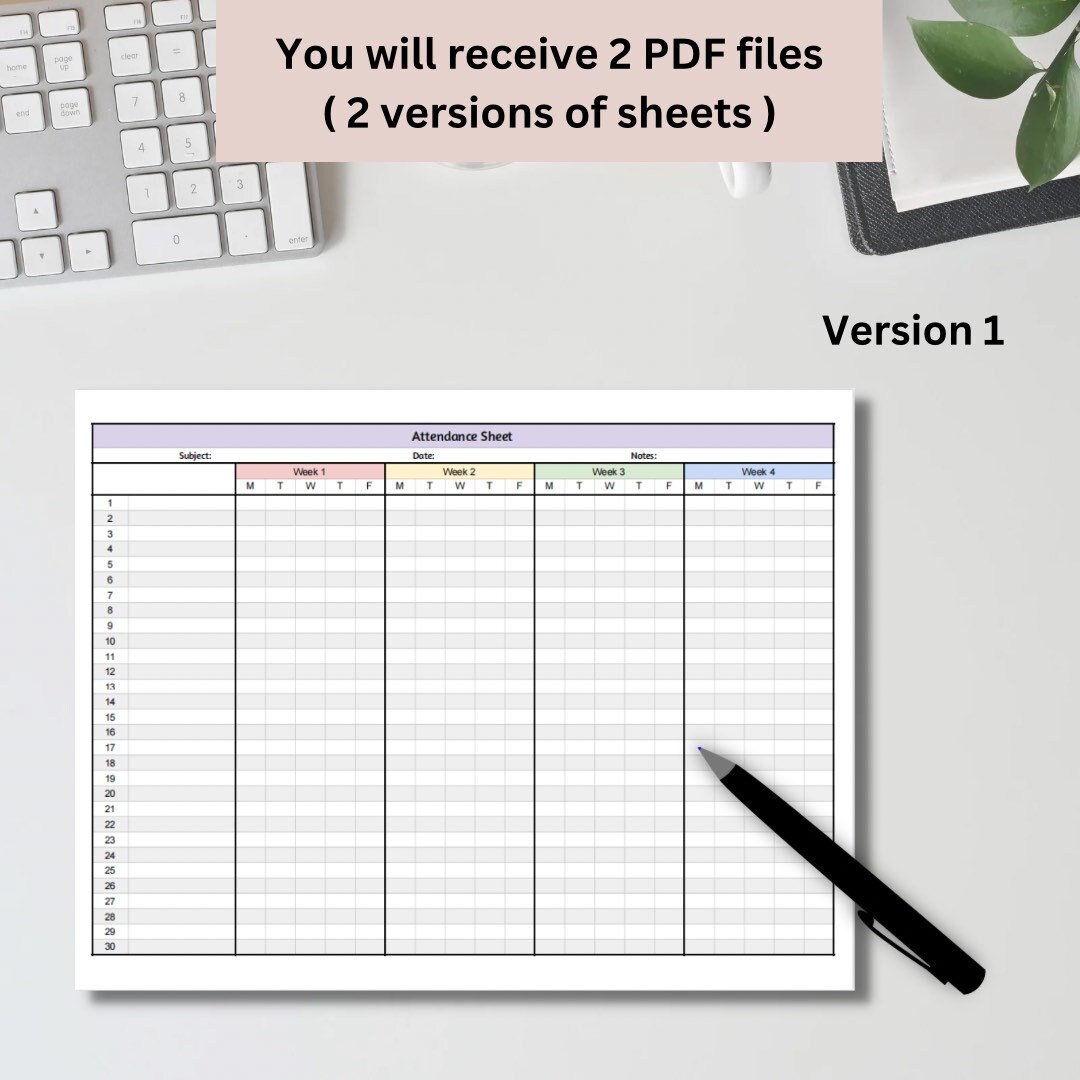 Attendance Sheet | Digital Attendance Tracker | Attendance Record List ...