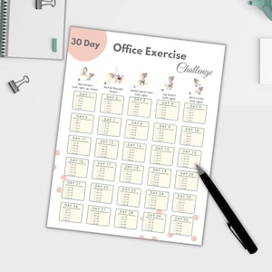 30 Day Office Exercise Challenge | Desk Yoga | Office Fitness Guide ...