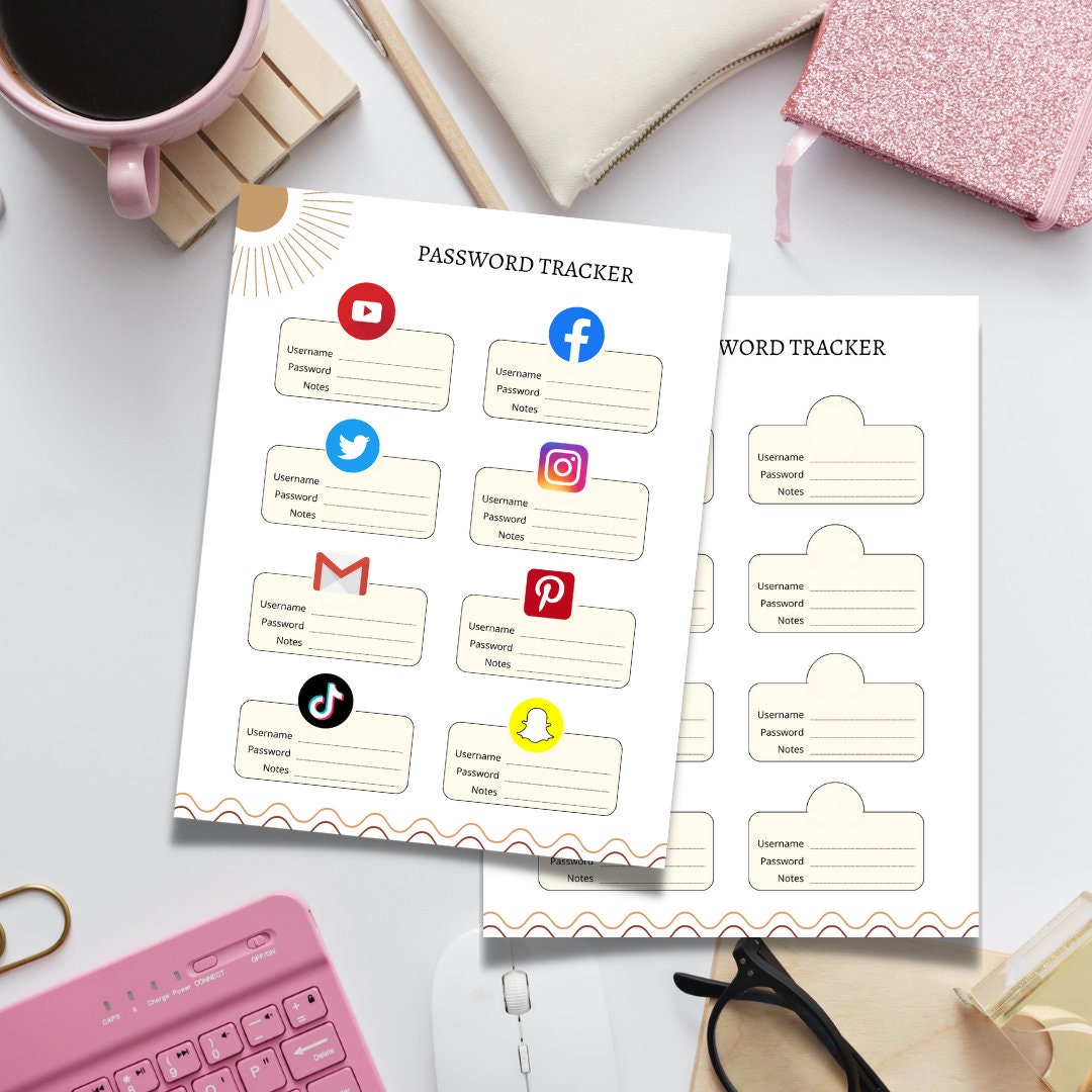 Password Tracker Digital Password Log Bullet Journal Planner Instant ...