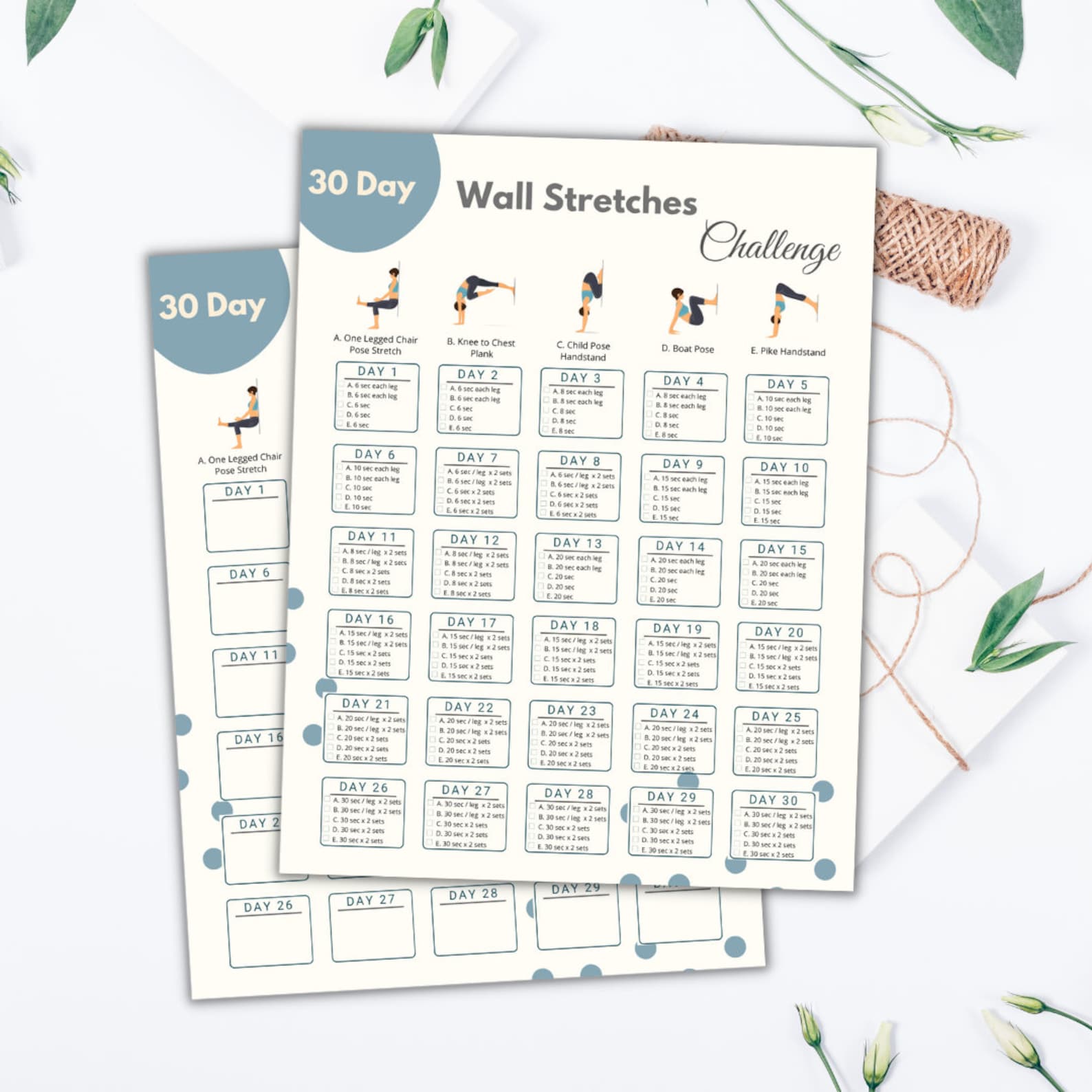 30 Day Wall Pilates Challenge Printable | Wall Stretch Fitness | Quick ...