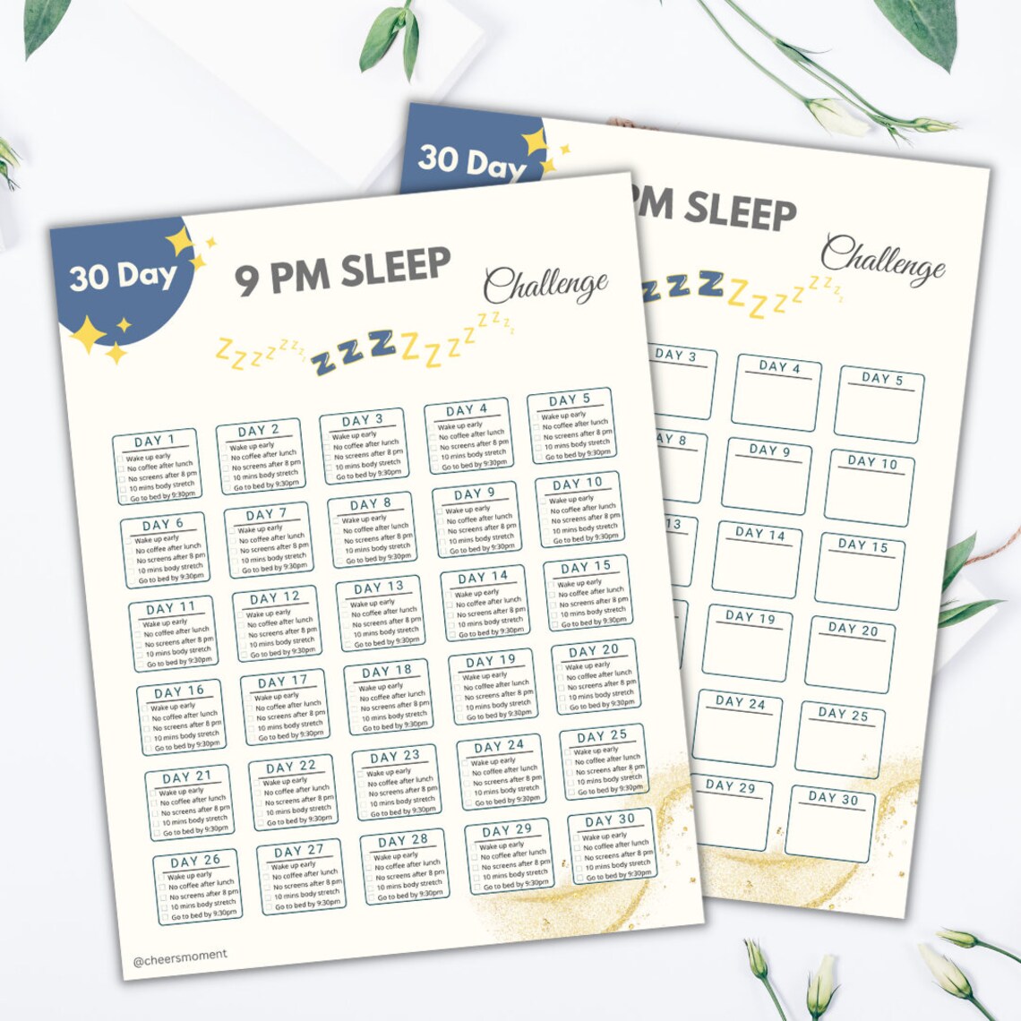 9 PM Sleep Challenge Early Sleep Tracker Bedtime Routine Planner sleep ...