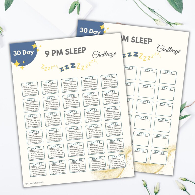 9 PM Sleep Challenge | Early Sleep Tracker | Bedtime Routine Planner ...