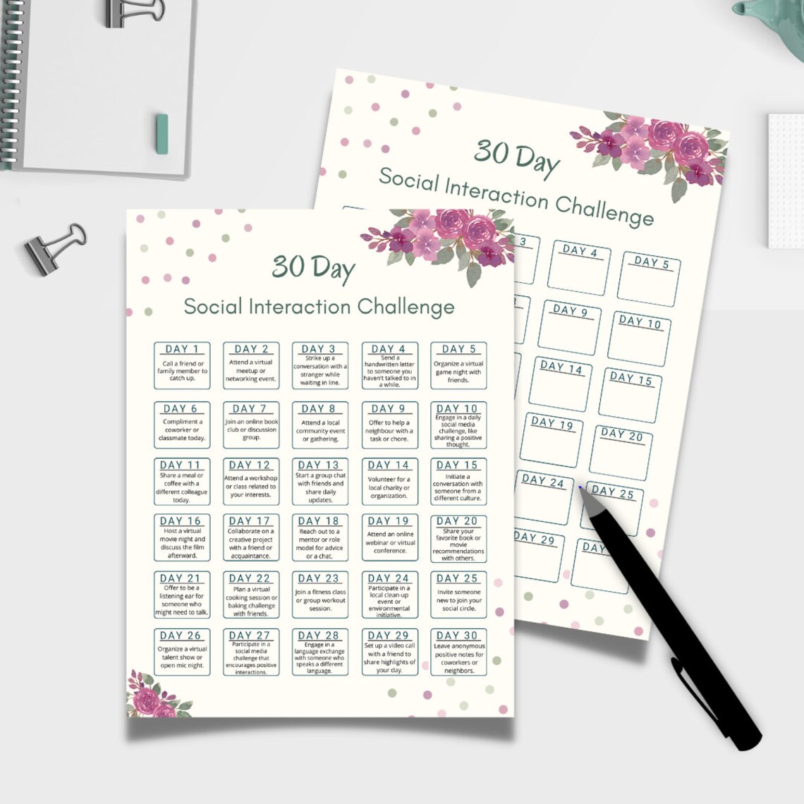 30 Day Social Interaction Challenge Digital Social Activities Ideas ...