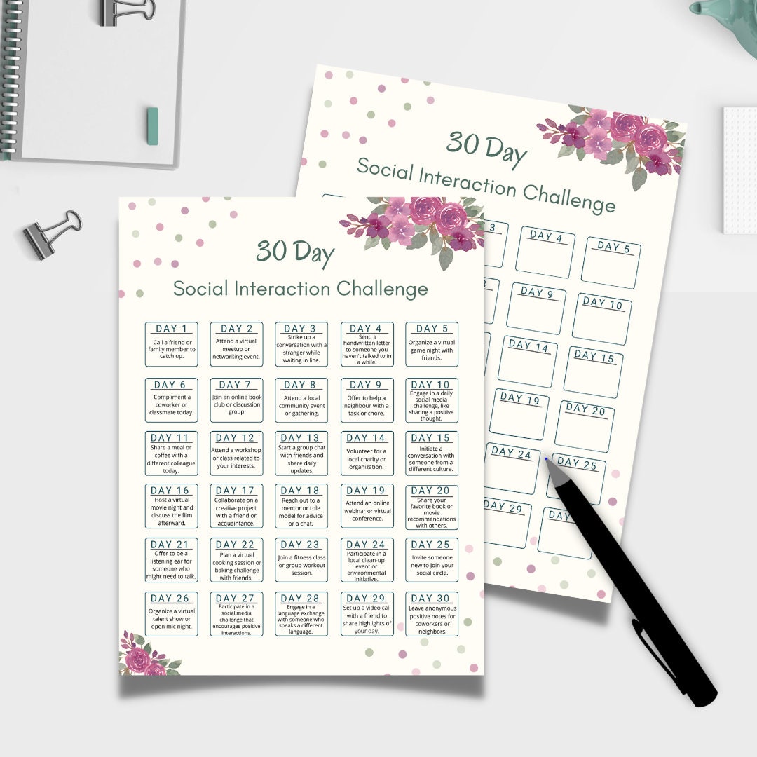 30 Day Social Interaction Challenge: Activity Ideas (digital Download ...