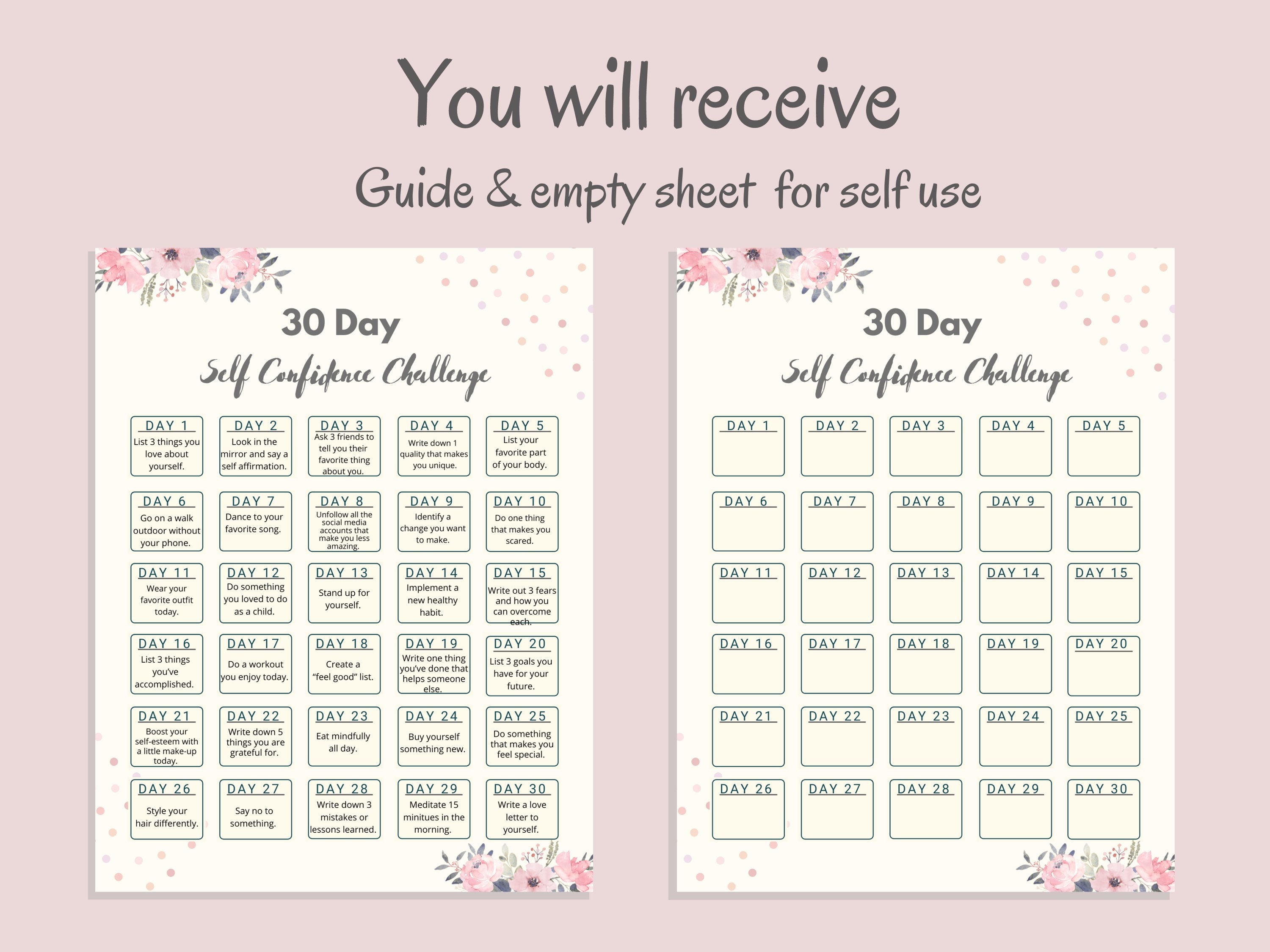 30 Day Self Confidence Challenge Printable | Self Confidence Guide ...