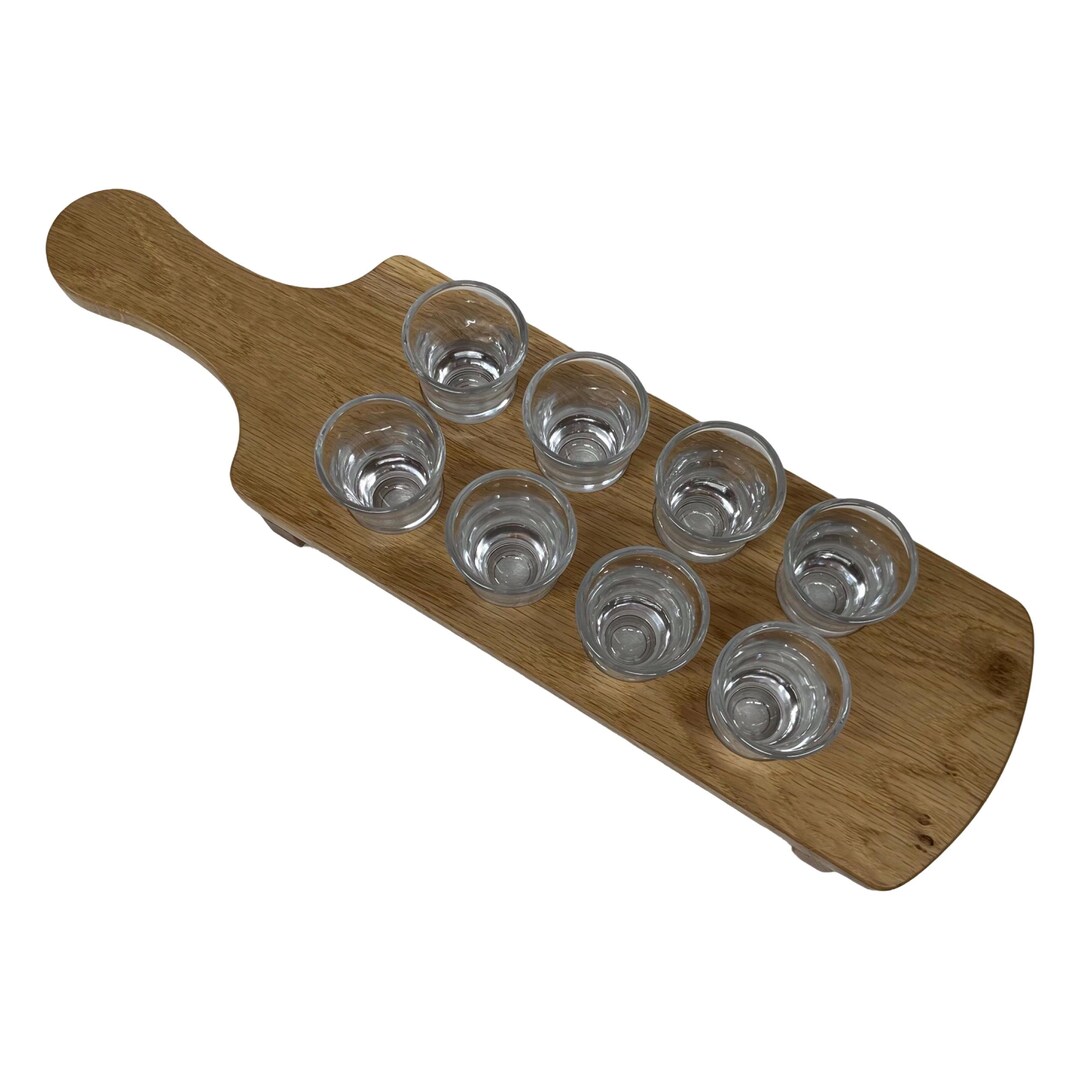 Handmade Solid Oak 8 Shot Glass Serving Paddle: Alcohol Barware - Etsy