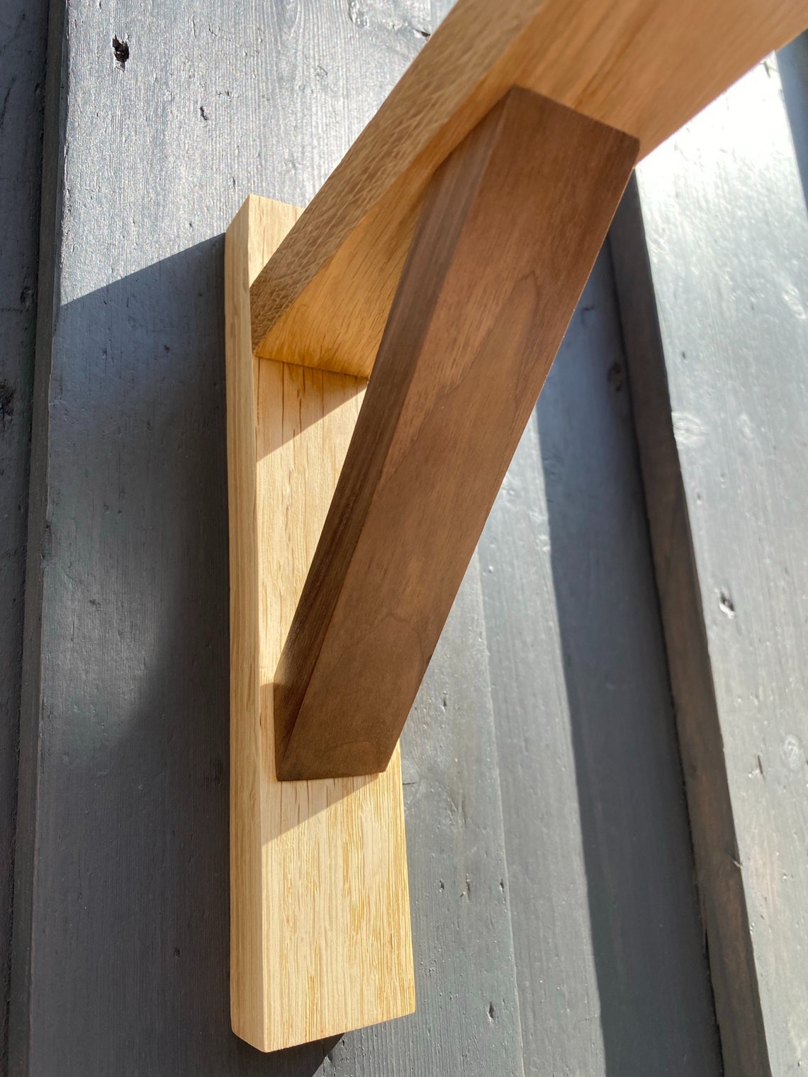 Solid Oak & American Black Walnut Gallows Pendant Wall Light - Etsy