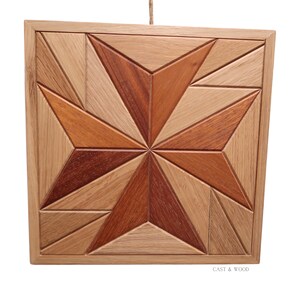 Handmade Wooden Wall Art 27cm X 27cm - Hardwood Mix Geometric Triangle ...
