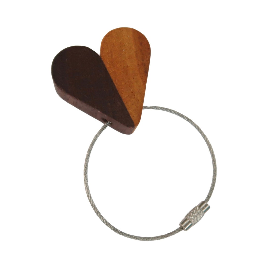 Solid Purple Heart / Padauk Mix Heart Keyring Solid Wood Key Chain Bulk ...