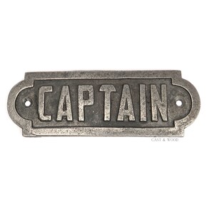 Captain Wall Plaque - Wall Mounted Sign - Antique Cast Iron - Gift for ...