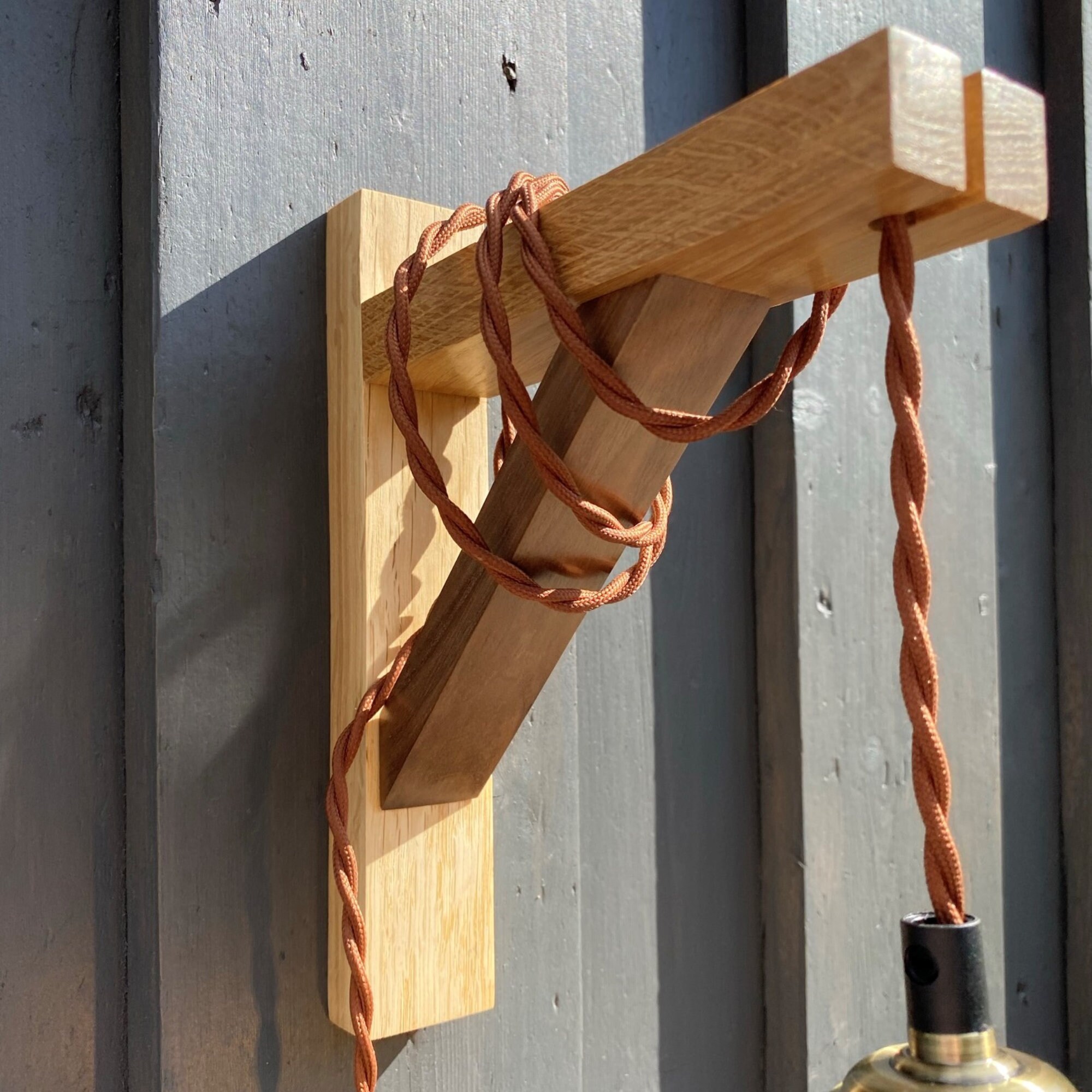 Solid Oak & American Black Walnut Gallows Pendant Wall Light - Etsy