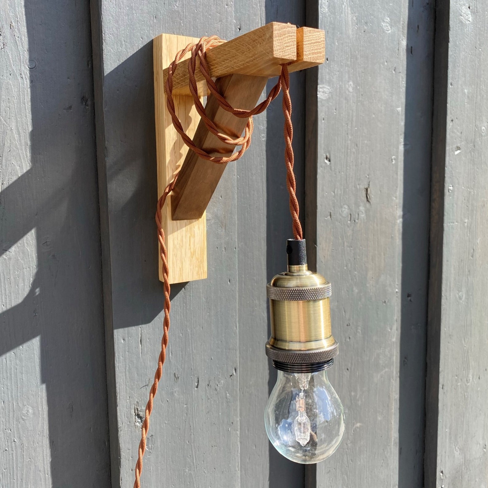 Solid Oak & American Black Walnut Gallows Pendant Wall Light - Etsy
