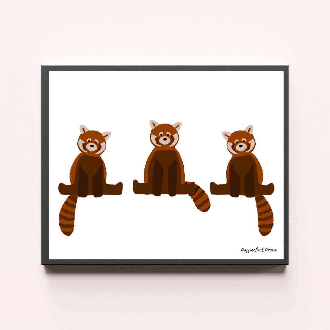 Cute Red Panda Art Print, Red Panda Wall Art, Nursery Red Panda, Red ...