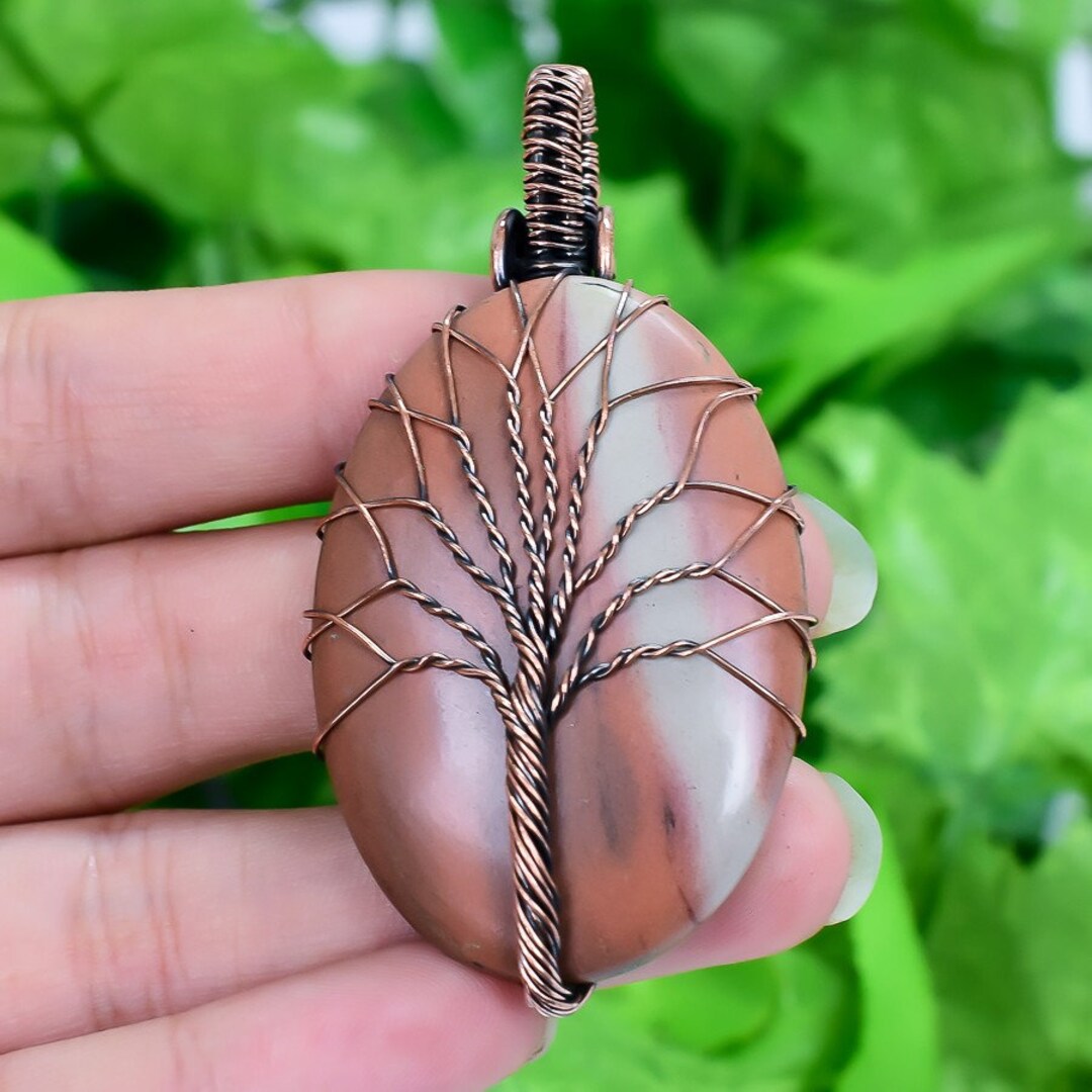 Tree of Life - Polychrome Jasper Pendant Copper Wire Wrapped Pendant ...