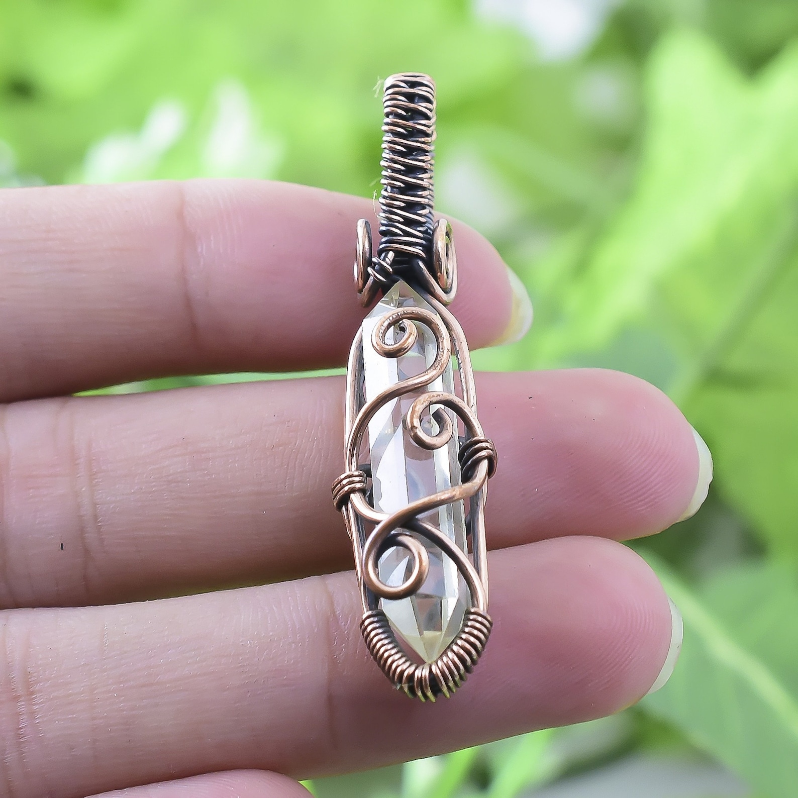 Healing Crystal Pendant Copper Wire Wrapped Pendant Clear - Etsy