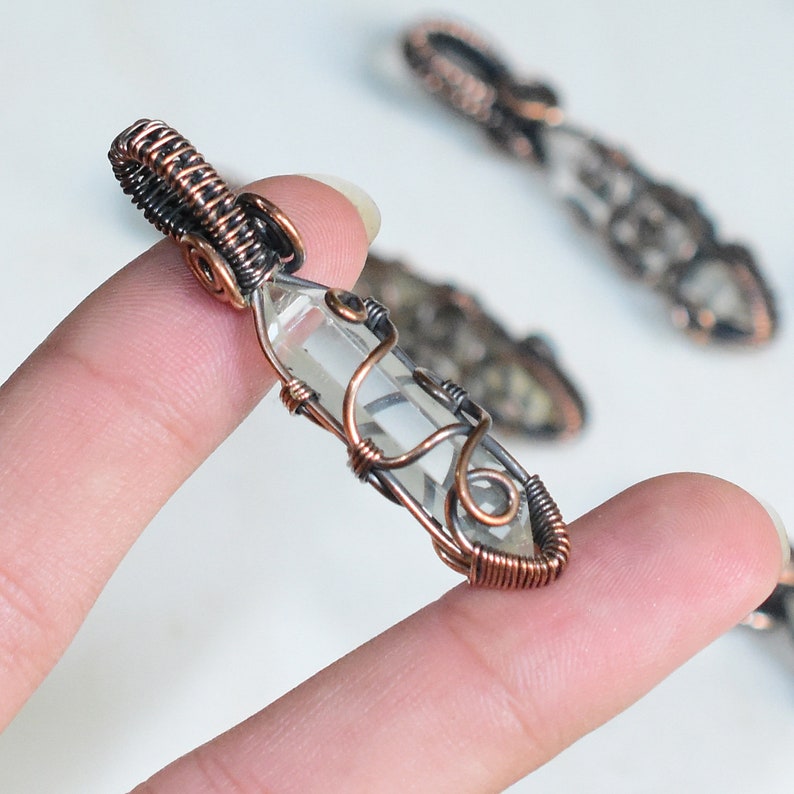 Healing Crystal Pendant Copper Wire Wrapped Pendant Clear - Etsy