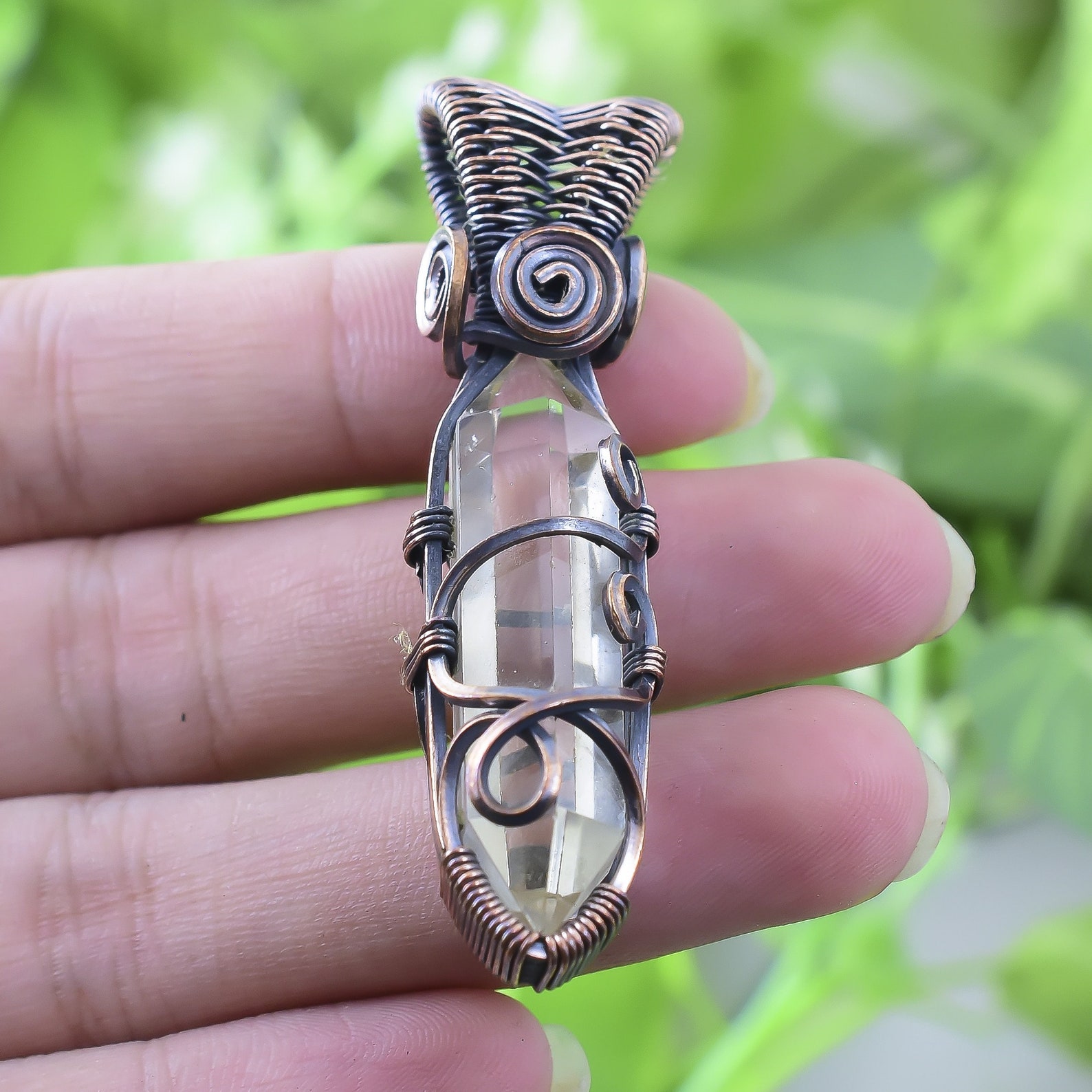 Healing Crystal Pendant Copper Wire Wrapped Pendant Clear - Etsy