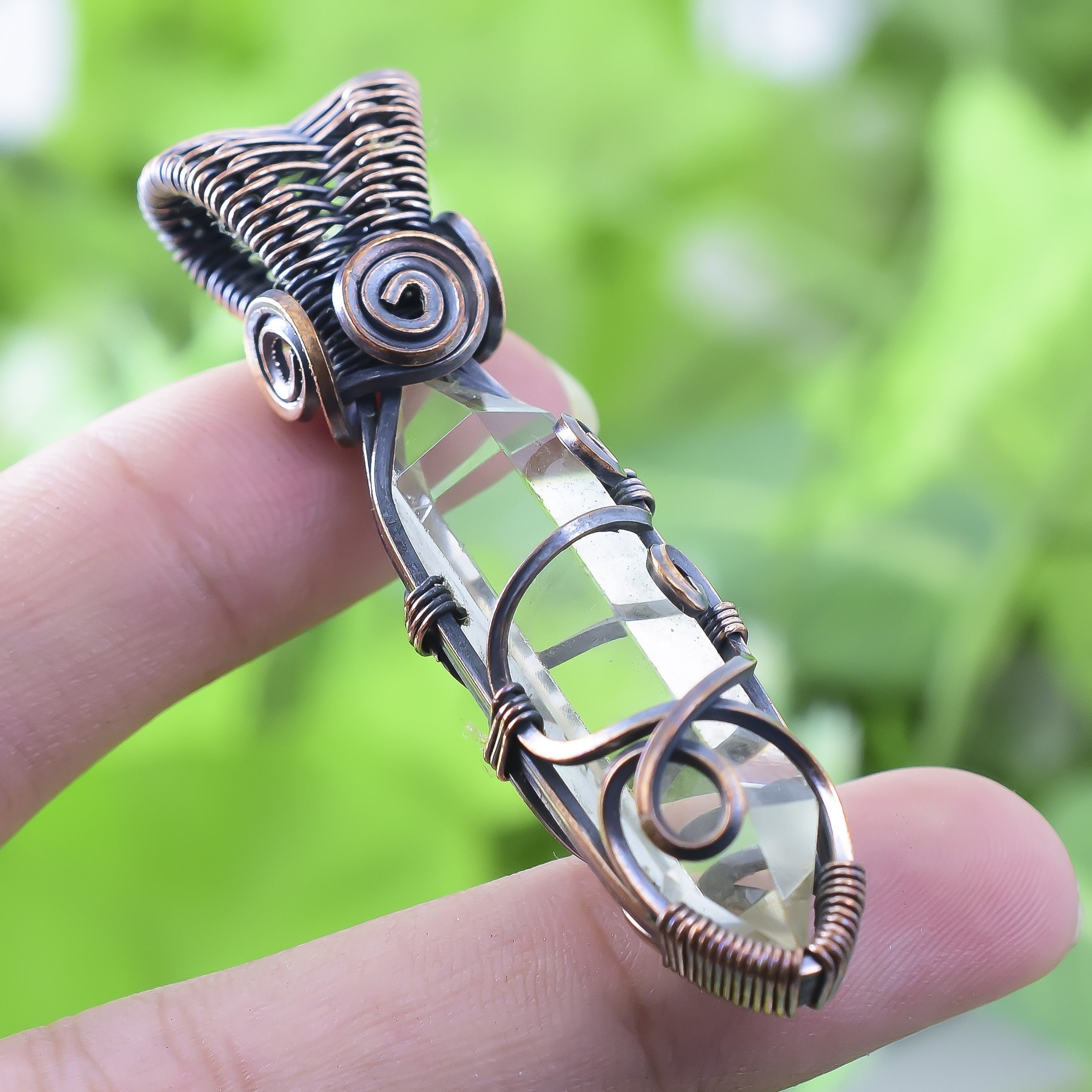 Healing Crystal Pendant Copper Wire Wrapped Pendant Clear - Etsy