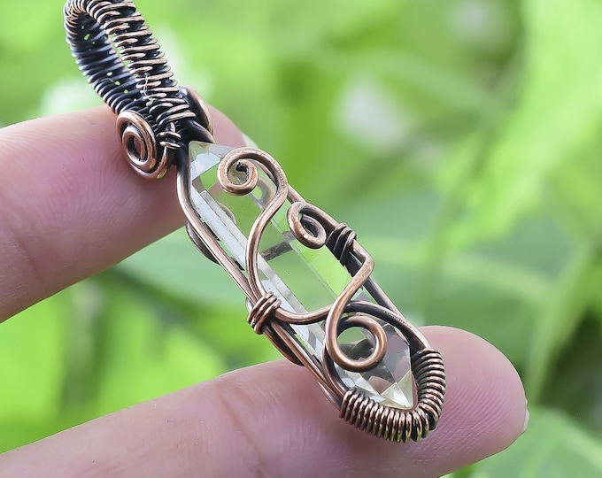 Healing Crystal Pendant Copper Wire Wrapped Pendant Clear - Etsy