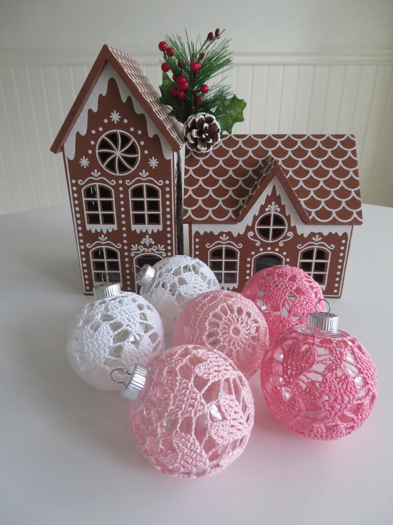 Crochet Ball Decorations - Set of Lace Ball Ornaments - Christmas ...